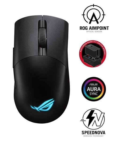 ASUS myš ROG KERIS WIRELESS AIMPOINT (P709), RGB, Bluetooth, černá | NC ...
