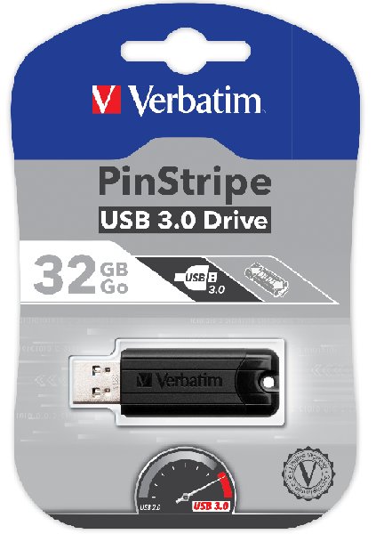 VERBATIM flashdisk 32GB USB 3.0 PinStripe USB Drive - Černá | NC ...